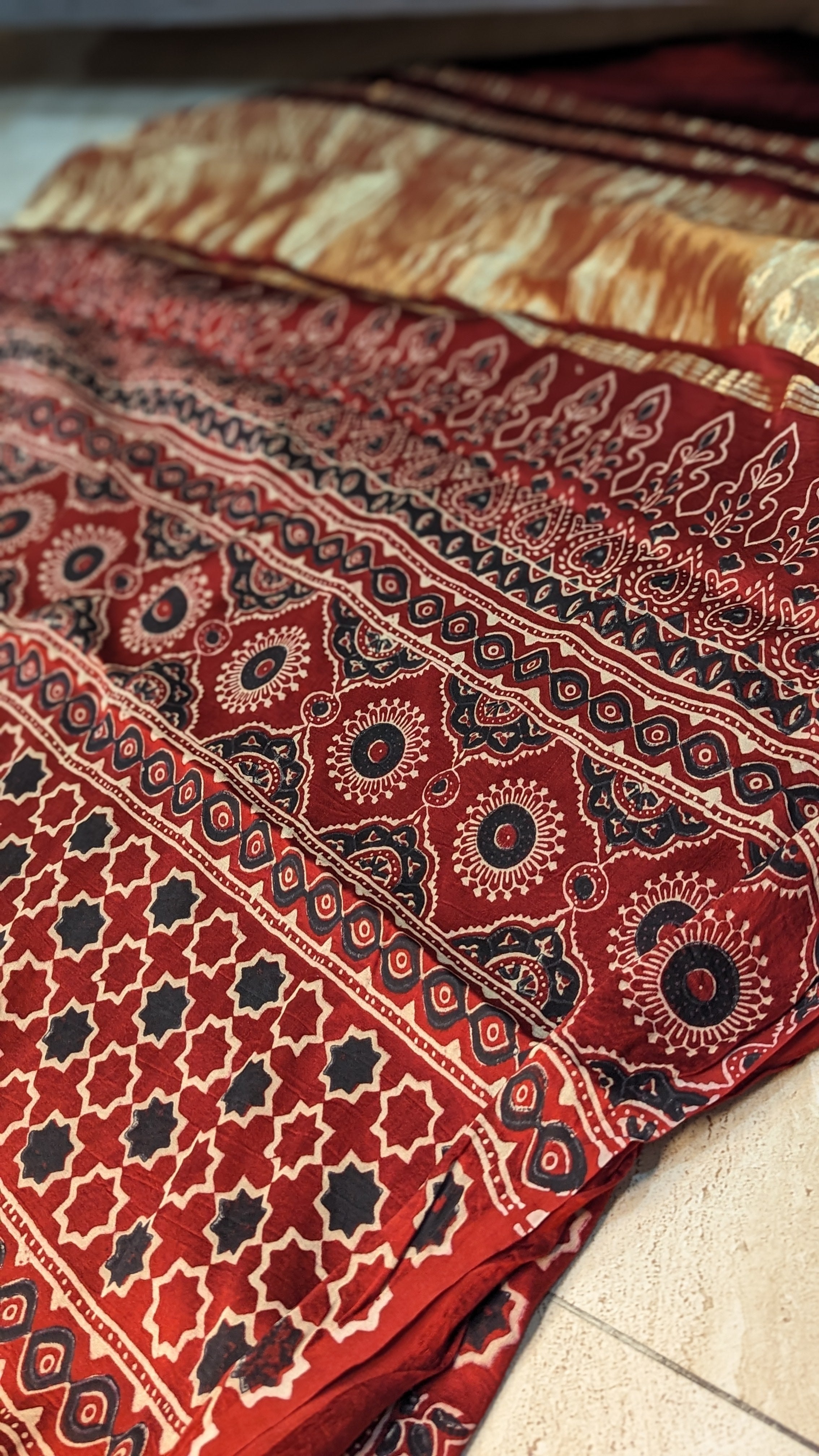 Ajrakh Silk Saree | Original Ajrakh Saree Collection - SareeBari